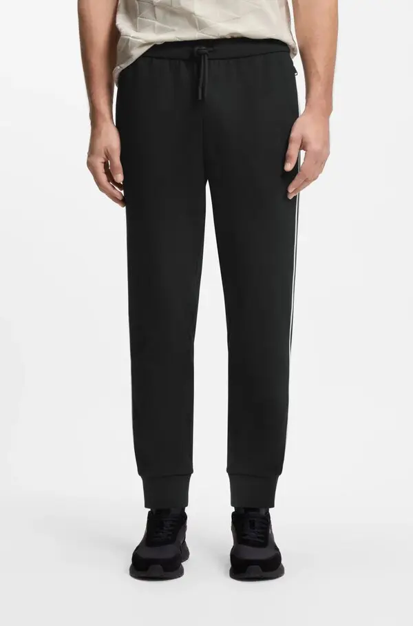 Hugo Boss Triangle-jacquard Tracksuit Bottoms With Rubberised Logo