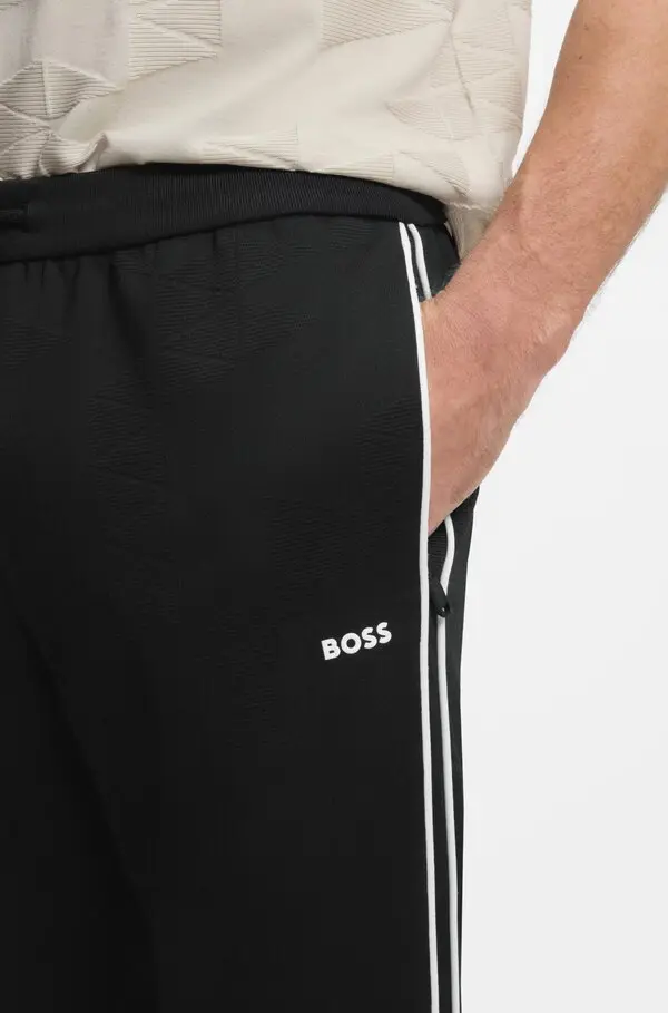 Hugo Boss Triangle-jacquard Tracksuit Bottoms With Rubberised Logo