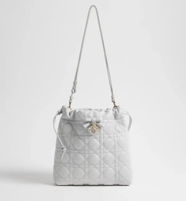 Dior Cannage Lambskin Mini Bucket Bag - White