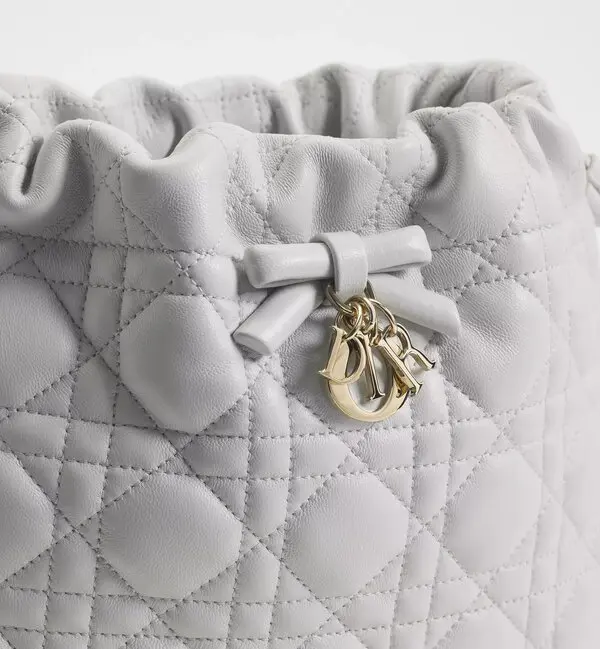 Dior Cannage Lambskin Mini Bucket Bag - White