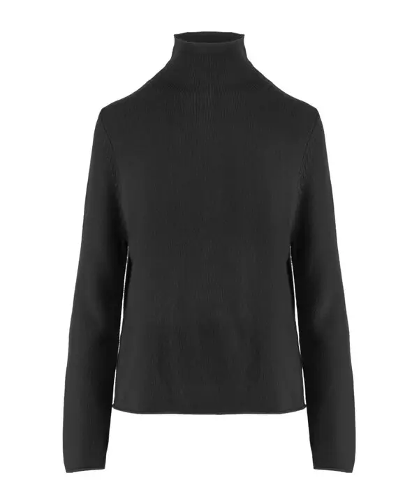 ALLUDE Ribbed Turtleneck Knitted Sweater - Black