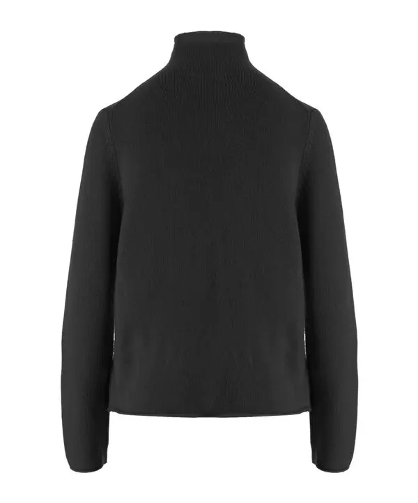 ALLUDE Ribbed Turtleneck Knitted Sweater - Black