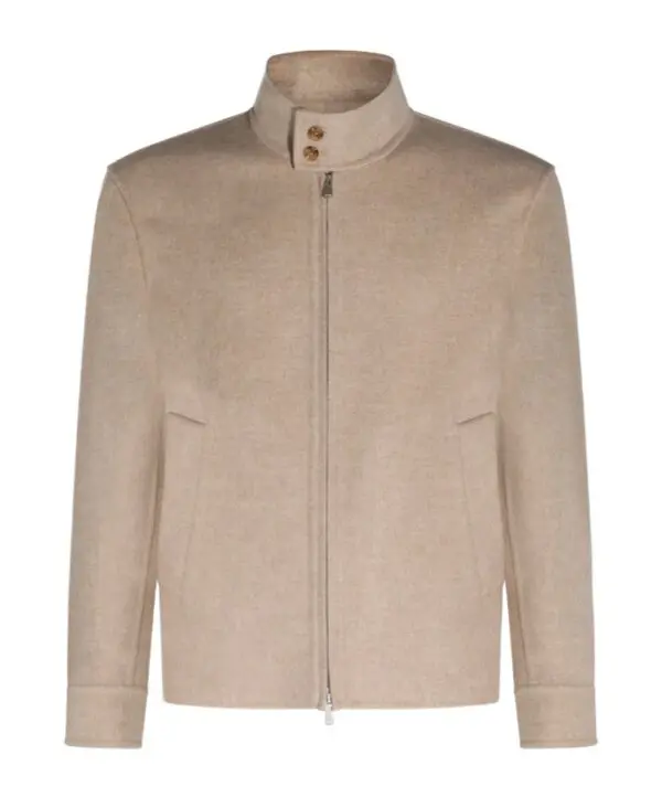 LARDINI Long Sleeve Jacket With Stand Collar And Zip Up Closure