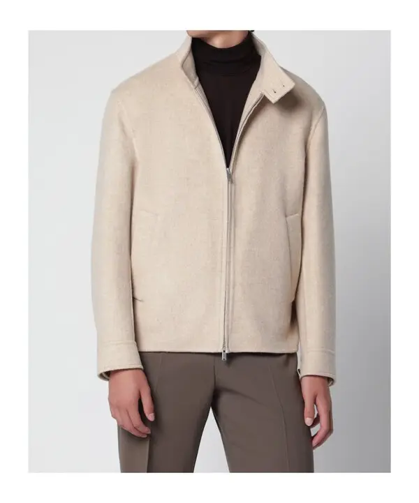 LARDINI Long Sleeve Jacket With Stand Collar And Zip Up Closure