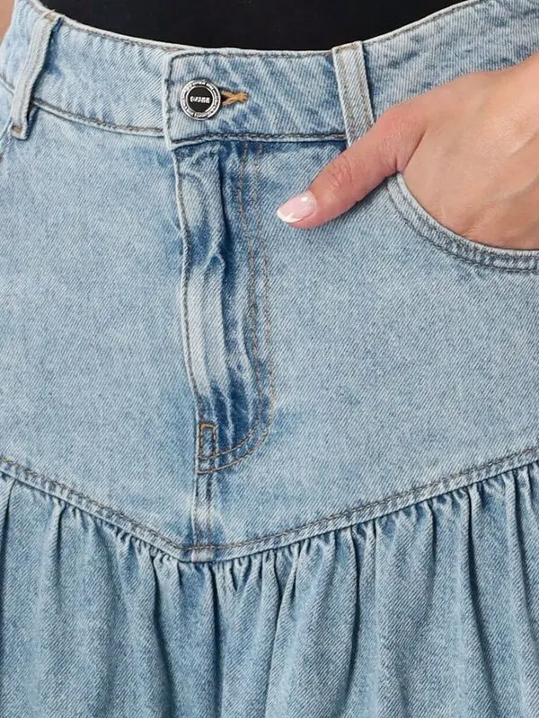 GANNI Ruffled Tiered-hem Midi Skirt