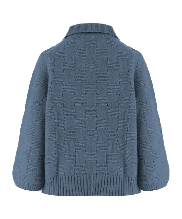 ALLUDE Textured Button-up Cardigan - Blue