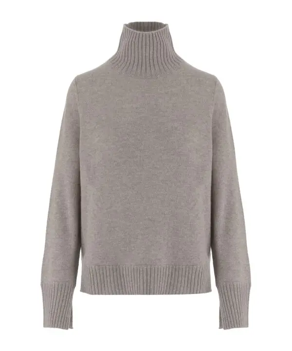 ALLUDE Cashmere Turtleneck Knitted Sweater - Gray