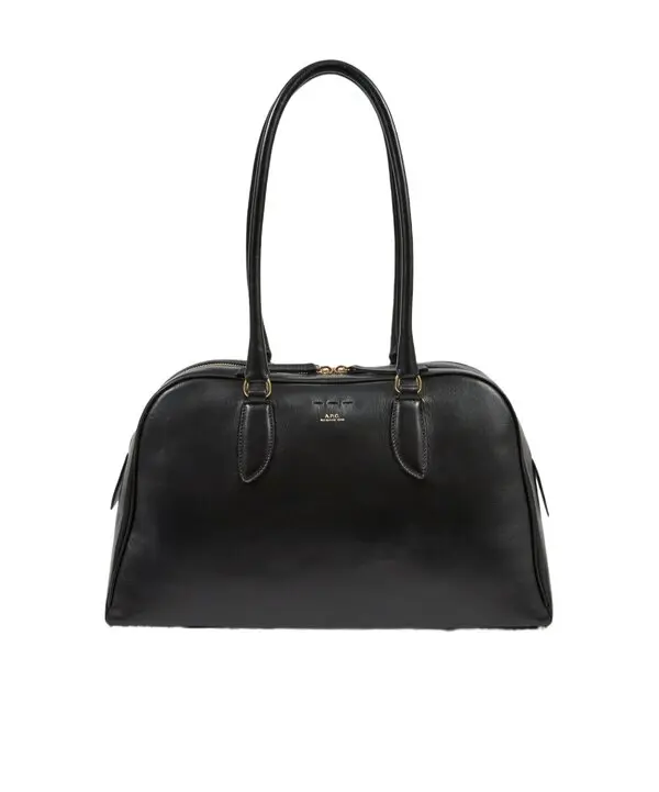 A.p.c. Logo-print Leather Shoulder Bag - Black