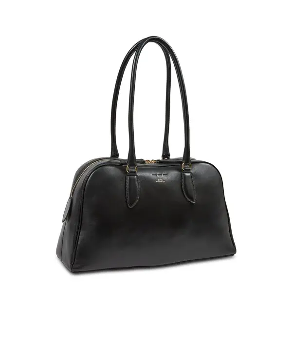 A.p.c. Logo-print Leather Shoulder Bag - Black