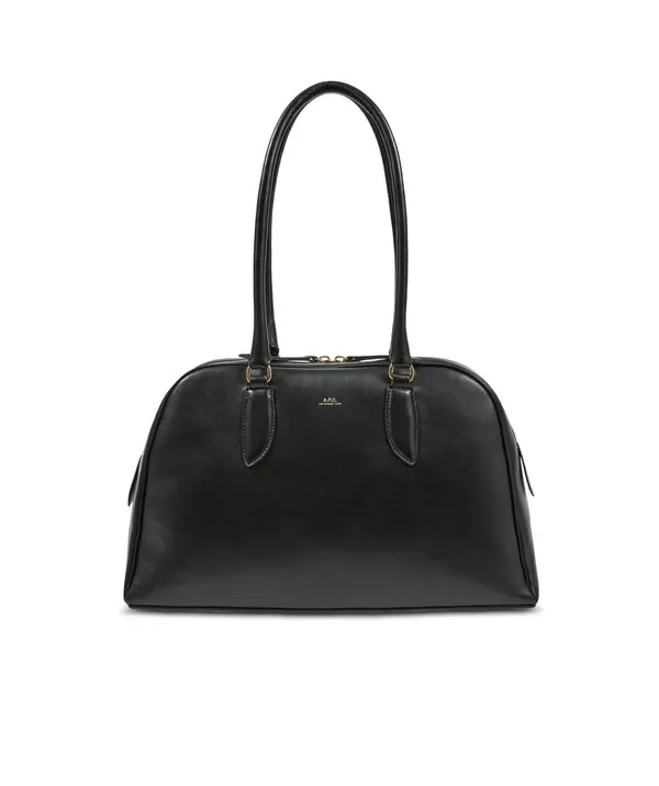 A.p.c. Logo-print Leather Shoulder Bag - Black