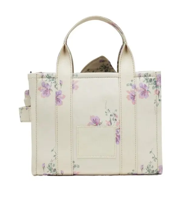 Marc Jacobs Small Tote In Antique Floral Canvas With Oversized Bow