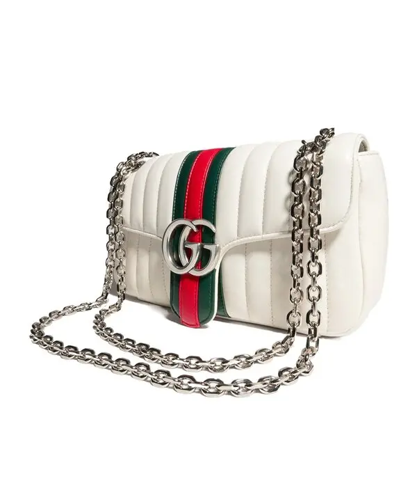 Gucci Jetset Gg Marmont Medium Shoulder Bag - White