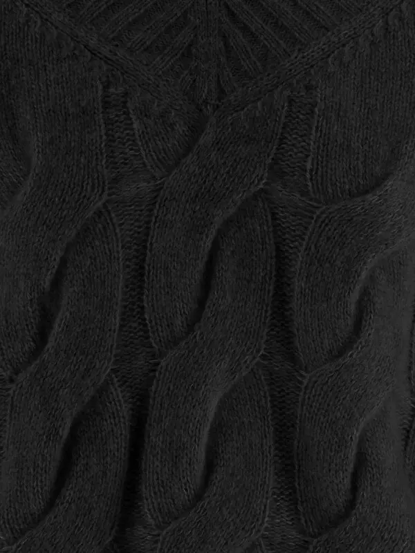 ALLUDE Cable-knit V-neck Sweater
