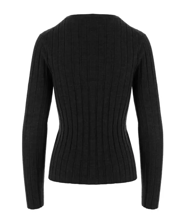 ALLUDE Ribbed Fitted Turtleneck Jumper - Black