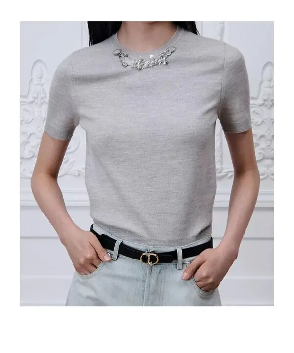 Dior Short-sleeved Embroidered Sweater