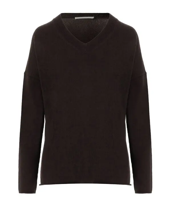 ALLUDE V-neck Cashmere Knitted Sweater