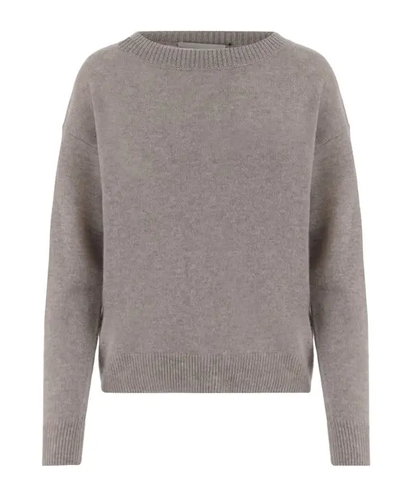 ALLUDE Cashmere Crew Neck Knitted Sweater - Gray