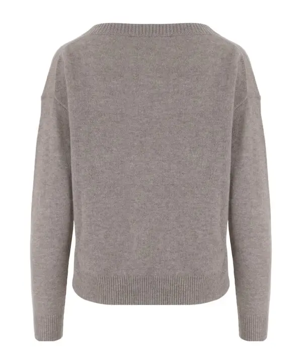 ALLUDE Cashmere Crew Neck Knitted Sweater - Gray
