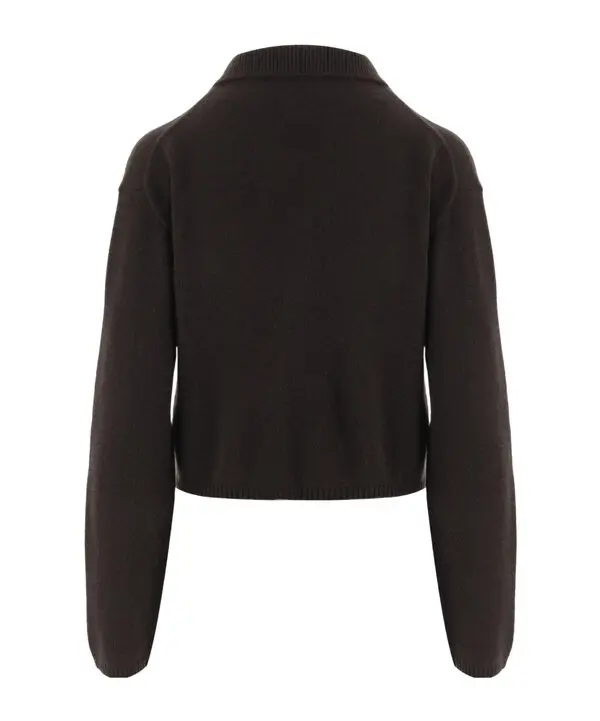 ALLUDE Zip-up Collar Cardigan With Front Pockets
