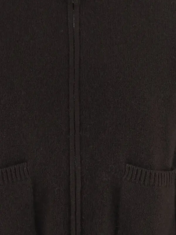 ALLUDE Zip-up Collar Cardigan With Front Pockets