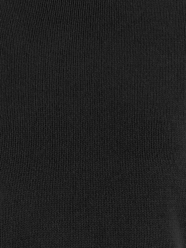 ALLUDE Ribbed Crew Neck Knit Sweater - Black