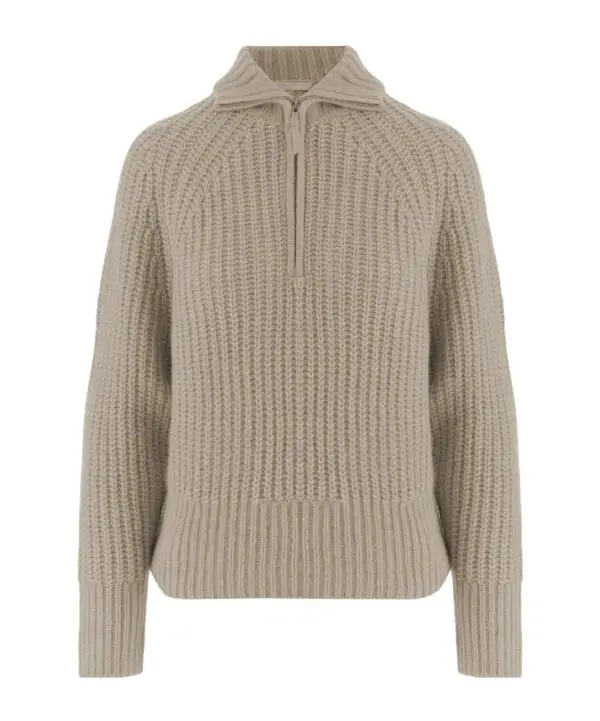 ALLUDE Half-zip Turtleneck Knitted Sweater