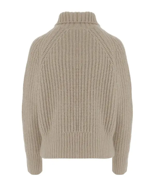ALLUDE Half-zip Turtleneck Knitted Sweater