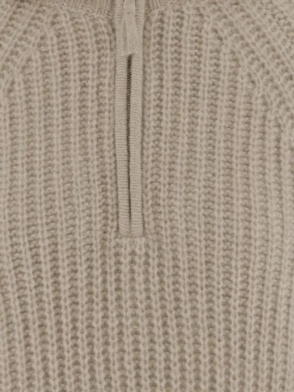 ALLUDE Half-zip Turtleneck Knitted Sweater