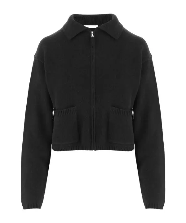 ALLUDE Cropped Zip-up Cardigan