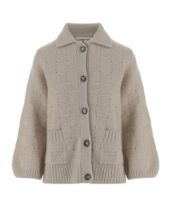 ALLUDE Textured Knit Cardigan - Nude