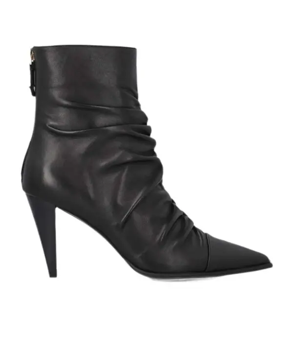 Pinko Ruched Pointed-toe Heeled Ankle Boots
