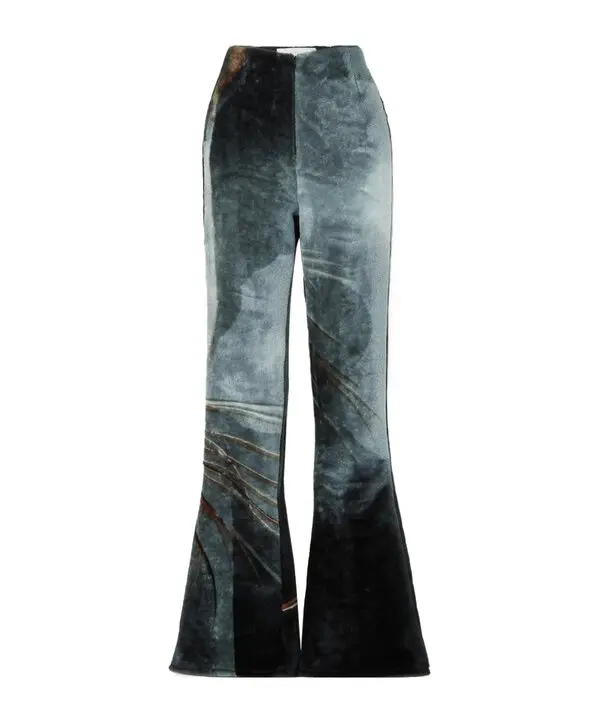 CONNER IVES Printed Faux Fur Flared Pants