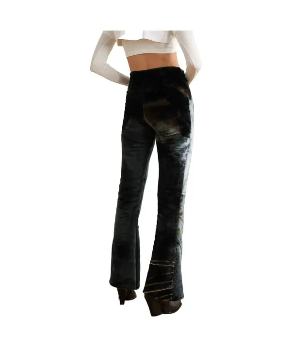 CONNER IVES Printed Faux Fur Flared Pants