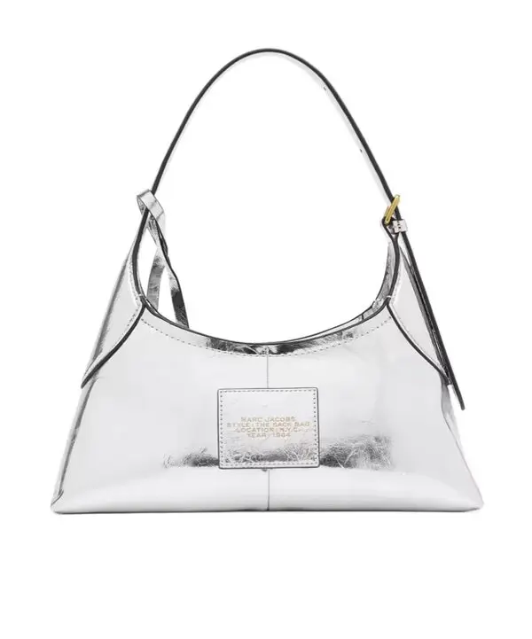Marc Jacobs Small Belted Sack In Metallic Crinkle Leather - Silver