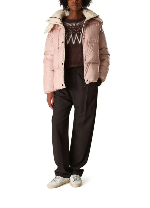 Moncler High Neck Down Jacket With Long Sleeves And Hidden Closures