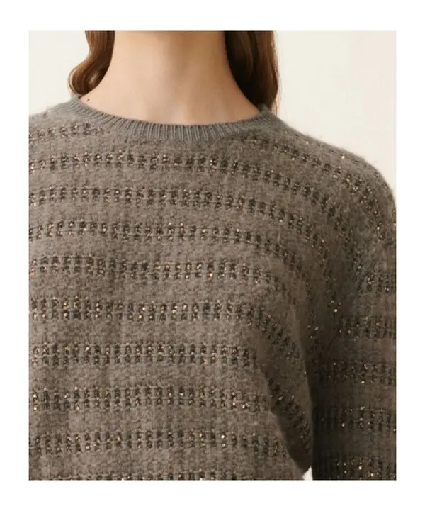 Fabiana Filippi Platinum And Mohair Sweater With Sequined Stripes