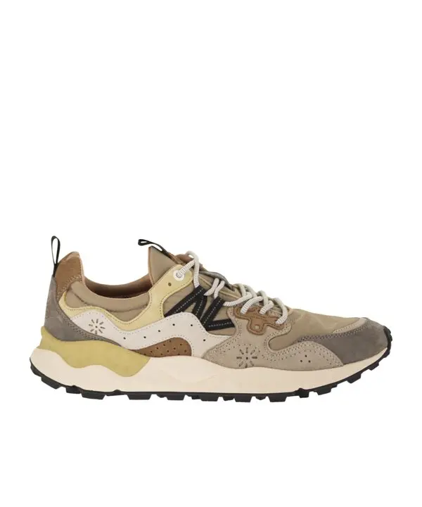 FLOWER MOUNTAIN Yamano 3 Sneakers In Suede And Technical Fabric - Nude