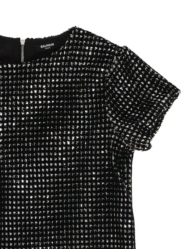 Balmain Sequin-embellished Short-sleeve Dress