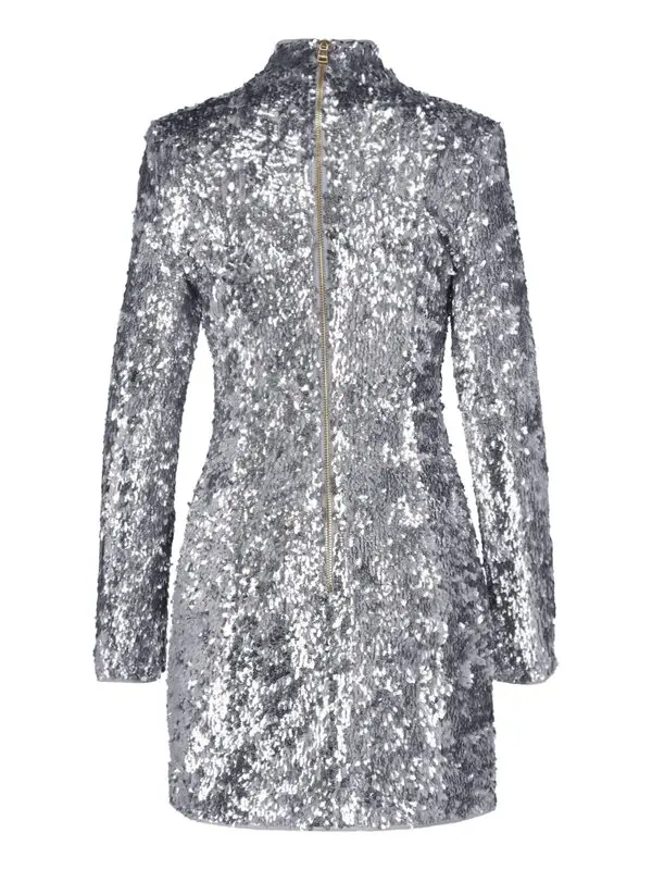 Balmain Sequin High Neck Mini Dress