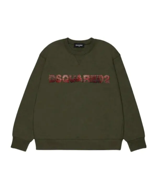 Dsquared2 Logo Patch Crew Neck Sweater - Green
