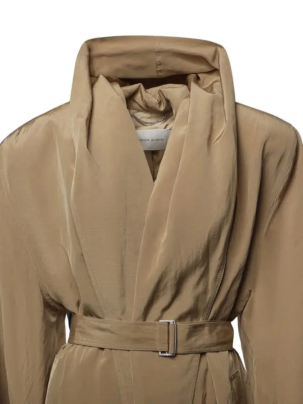 Magda Butrym Belted Hooded Coat - Beige
