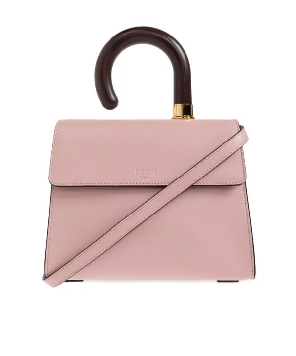 Moschino Curved-handle Leather Tote Bag