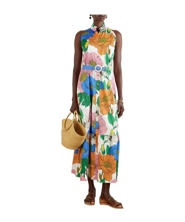 Borgo De Nor Printed Cotton-poplin Maxi Dress