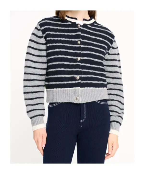 BARRIE Striped Chunky-knit Cardigan