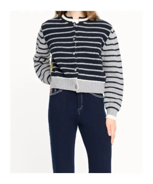 BARRIE Striped Chunky-knit Cardigan
