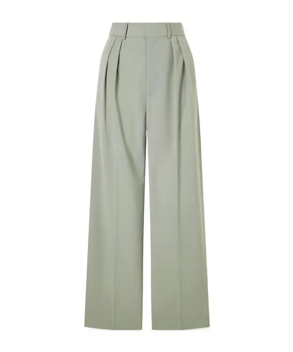KALLMEYER Aiden Pleated Grain De Poudre Straight-leg Pants