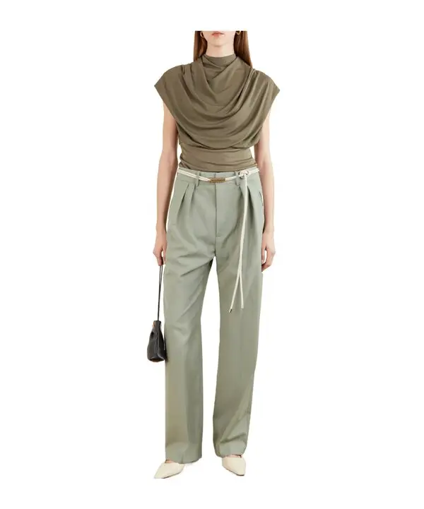 KALLMEYER Aiden Pleated Grain De Poudre Straight-leg Pants