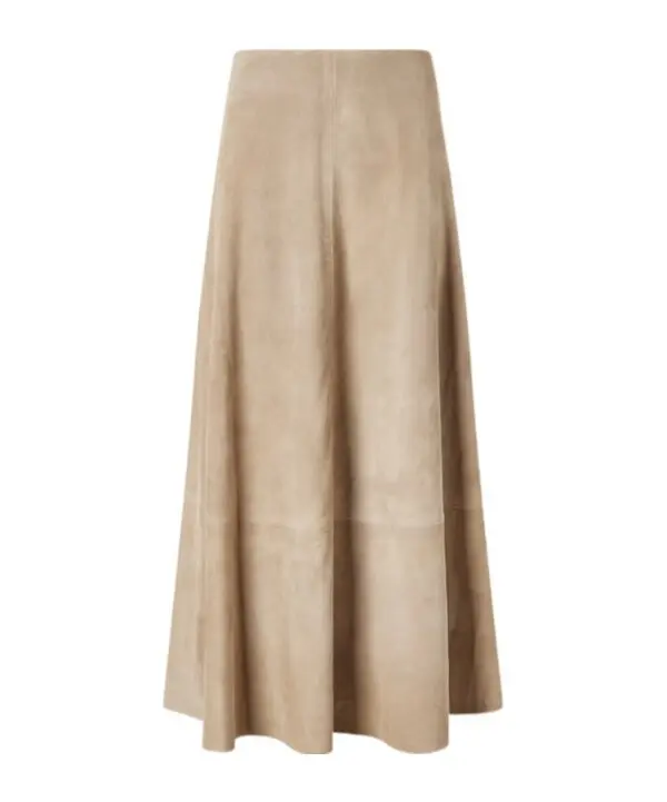ST. AGNI Suede A-line Midi Skirt