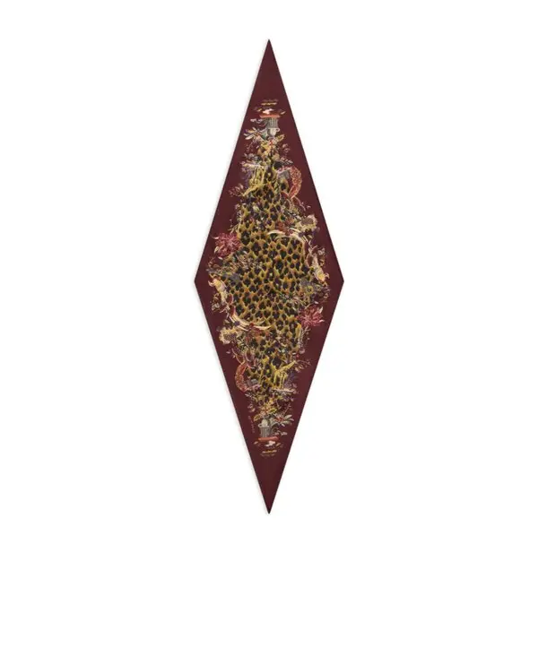 Etro Diamond-shaped Silk Scarf With Leopard Motif