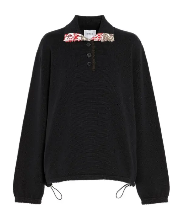 BARRIE Contrast-collar Cashmere Sweater